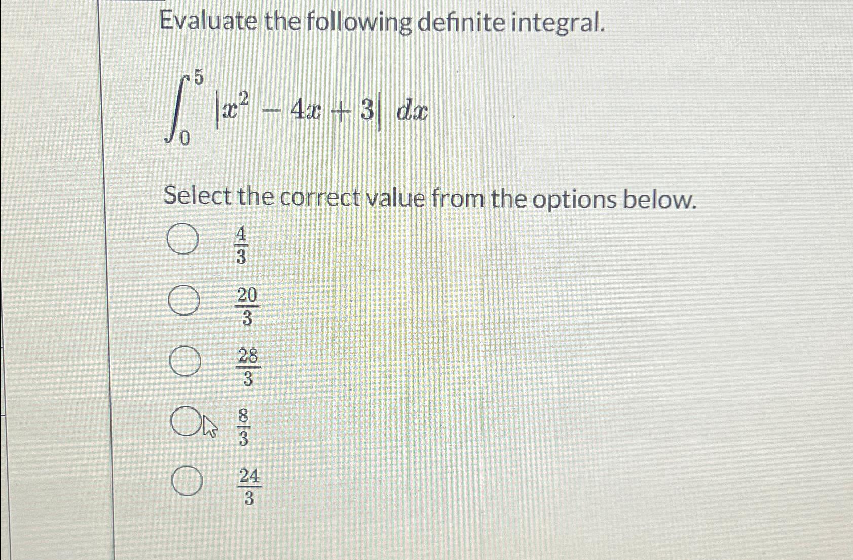 Solved Evaluate the following definite | Chegg.com