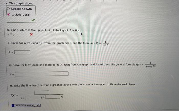 Solved Assume the function below fits the form 1+Ae−kxL | Chegg.com