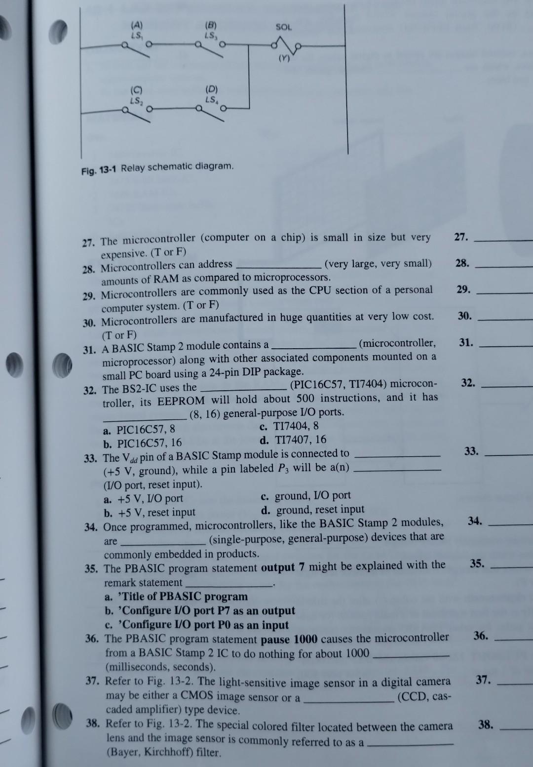 Fig. 13-1 Relay schematic diagram. 27. The | Chegg.com
