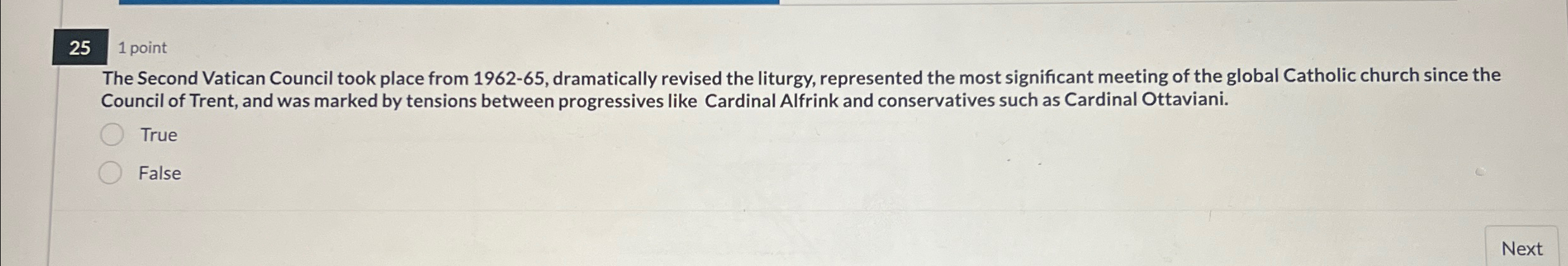 Solved 251 ﻿pointThe Second Vatican Council took place from | Chegg.com