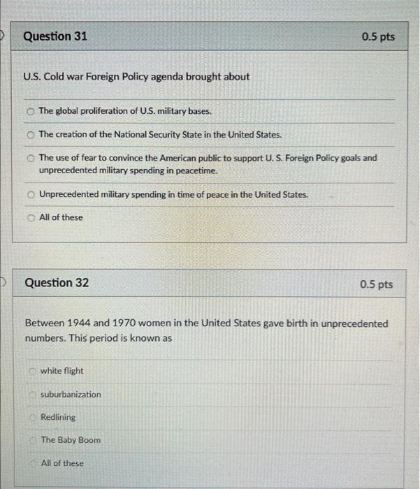 U.S. Cold war Foreign Policy agenda brought about The | Chegg.com