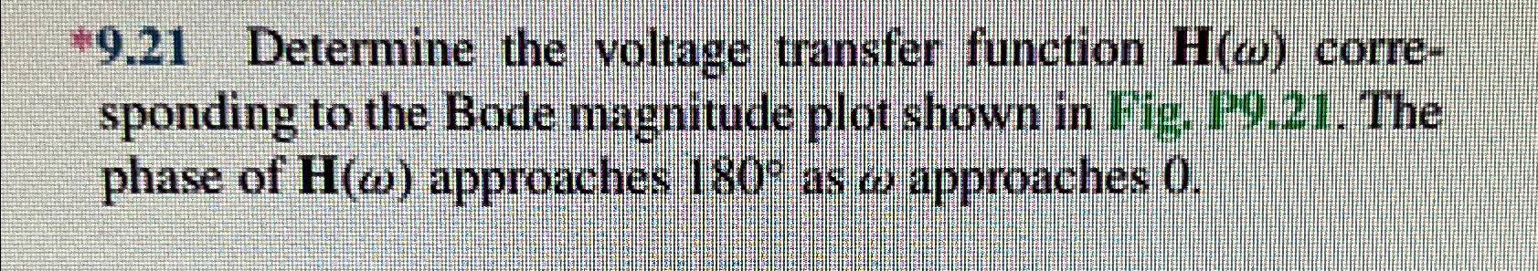 *9.21 ﻿Determine the voltage transfer function H(ω) | Chegg.com