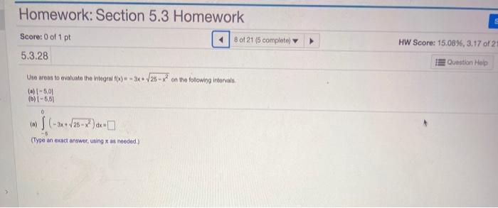 Solved Homework Section 5 3 Homework Hw Score 15 0896