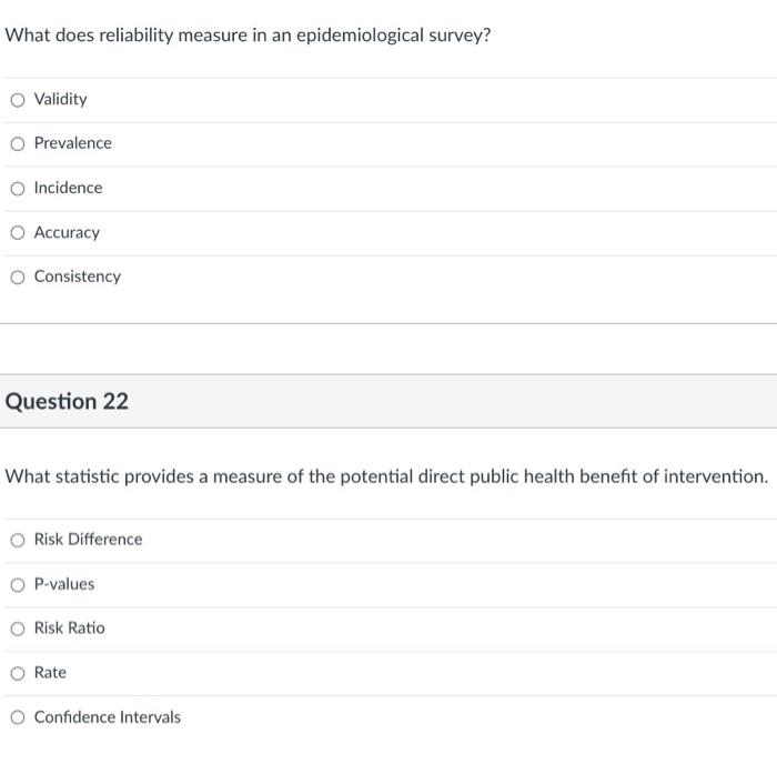 Solved What does reliability measure in an epidemiological | Chegg.com