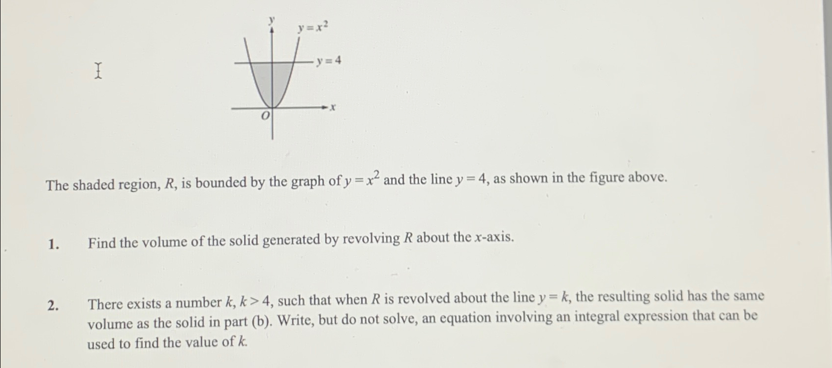 Solved The shaded region, R, ﻿is bounded by the graph of | Chegg.com