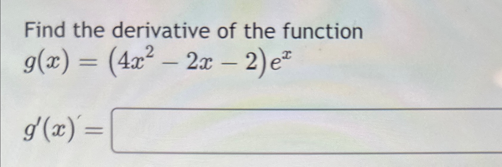 Solved Find the derivative of the | Chegg.com