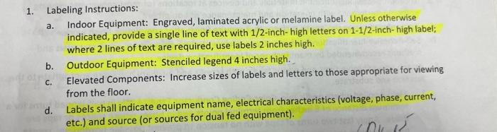 Solved 1. Labeling Instructions: a. Indoor Equipment: | Chegg.com