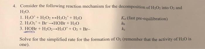 Solved Consider the following reaction mechanism for the | Chegg.com