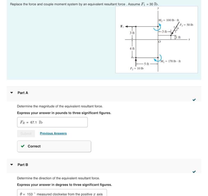 Solved place the force and couple moment system by an | Chegg.com