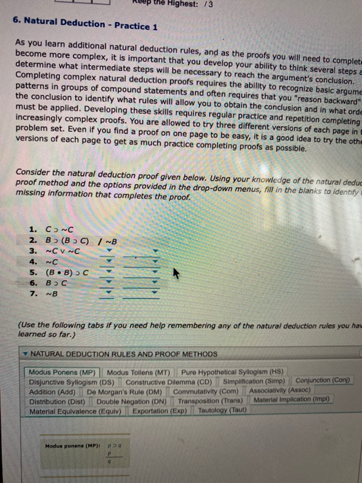Solved the Highest: 73 6. Natural Deduction - Practice 1 As | Chegg.com