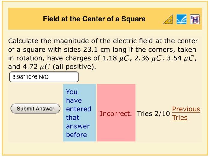 Solved Field at the Center of a Square Calculate the | Chegg.com