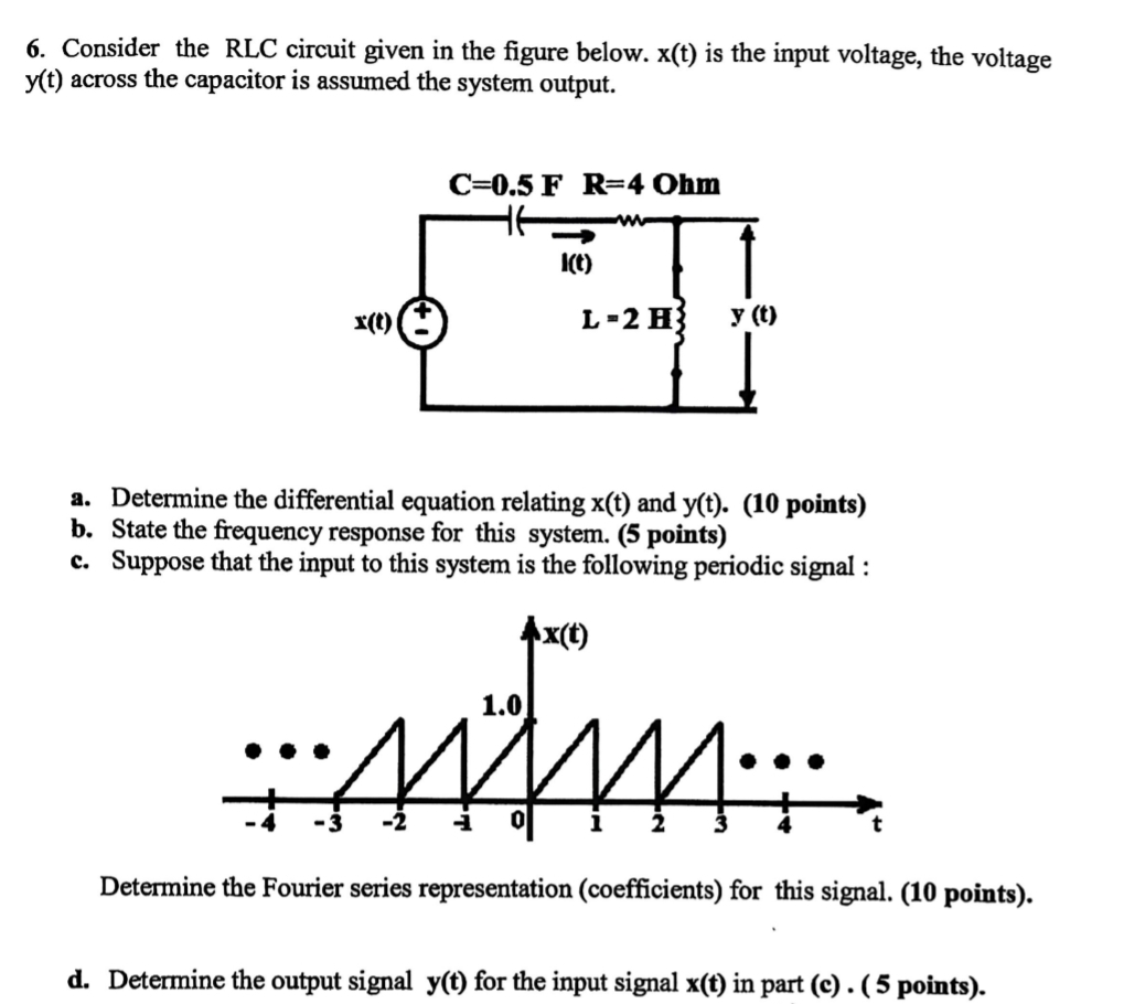 [Solved]: Consider the RLC circuit given in the figure below