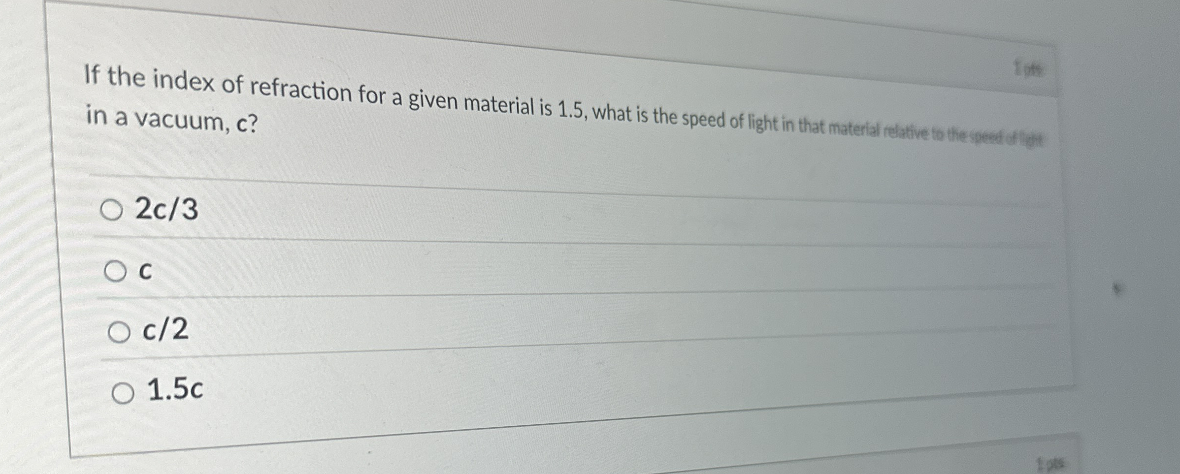 Solved If the index of refraction for a given material is | Chegg.com