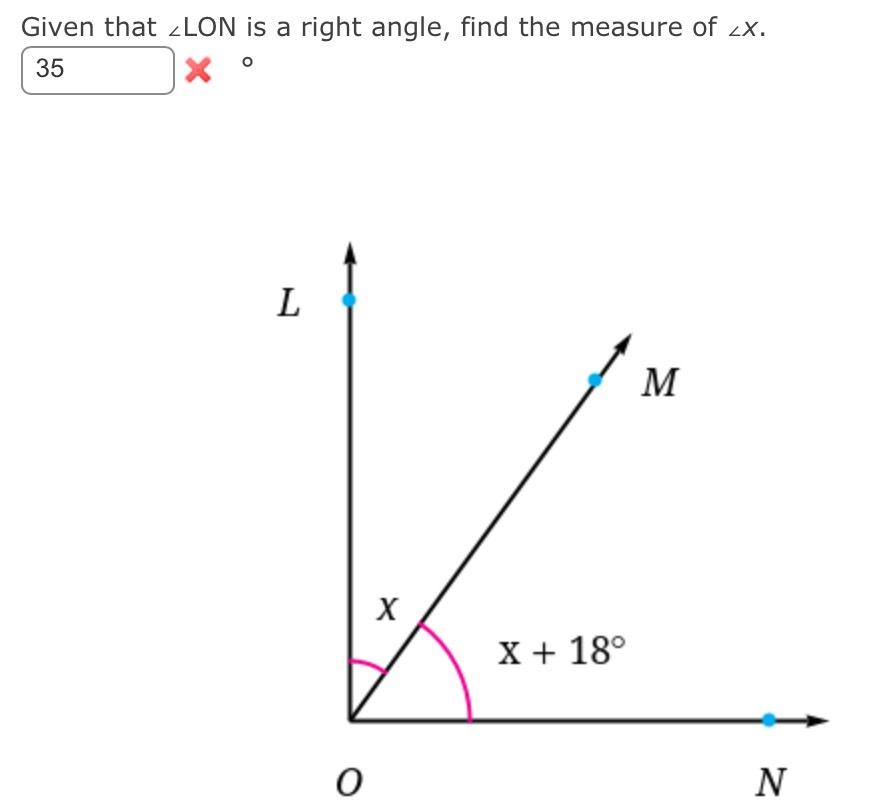 Solved Given that ??LON ﻿is a right angle, find the measure | Chegg.com