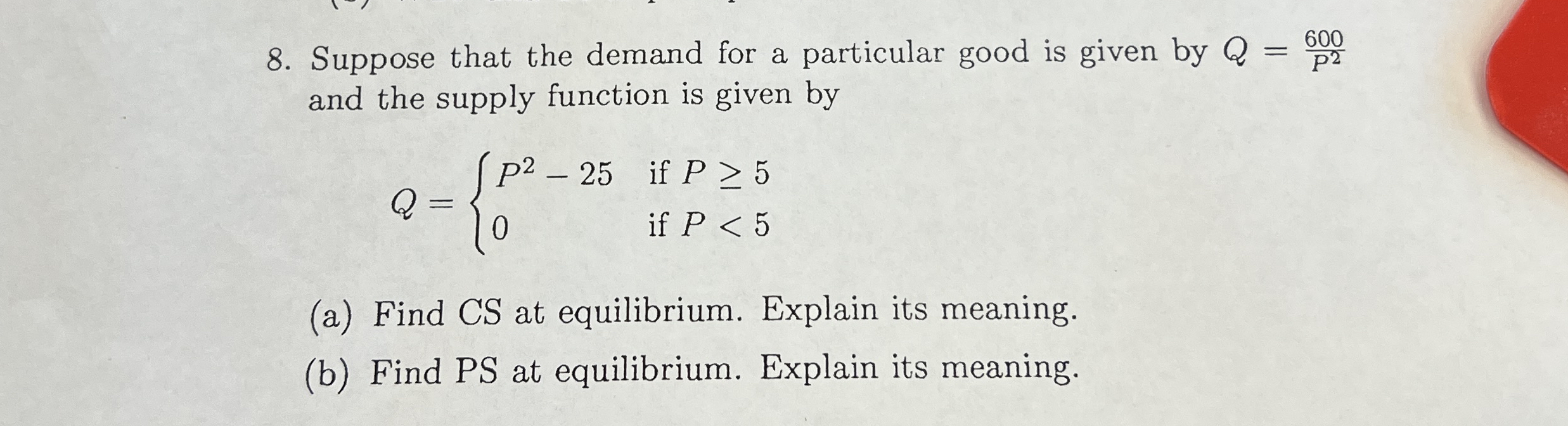 Suppose that the demand for a particular good is | Chegg.com