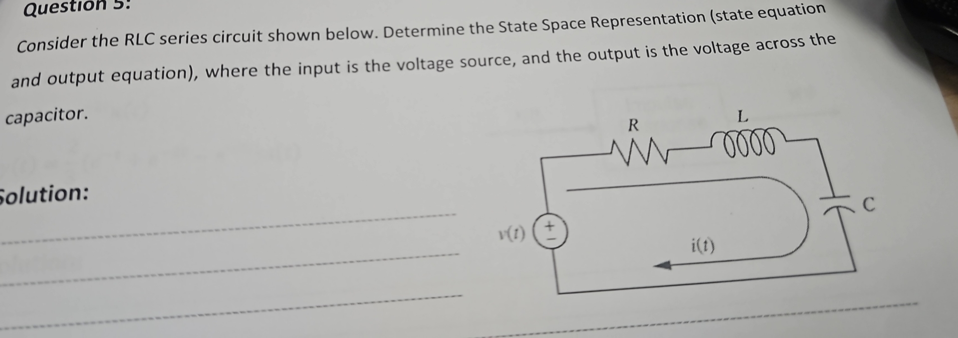 Solved Consider the RLC series circuit shown below. | Chegg.com