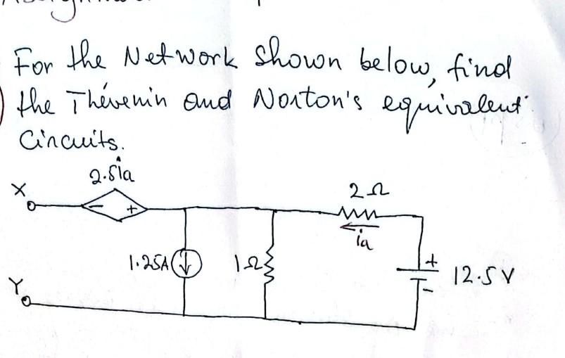 Solved For the Network shown below, find the Thévenin and | Chegg.com