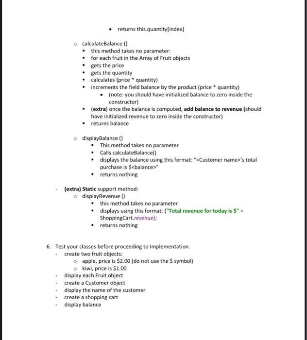 Solved 3. Create class Fruit with the following fields and | Chegg.com