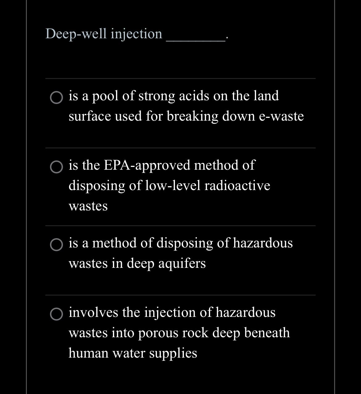 Solved Deep-well injection q,is a pool of strong acids on | Chegg.com