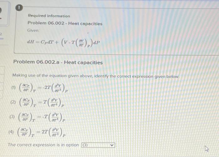 Solved Problem 06.001- Fundamental Property Relations | Chegg.com