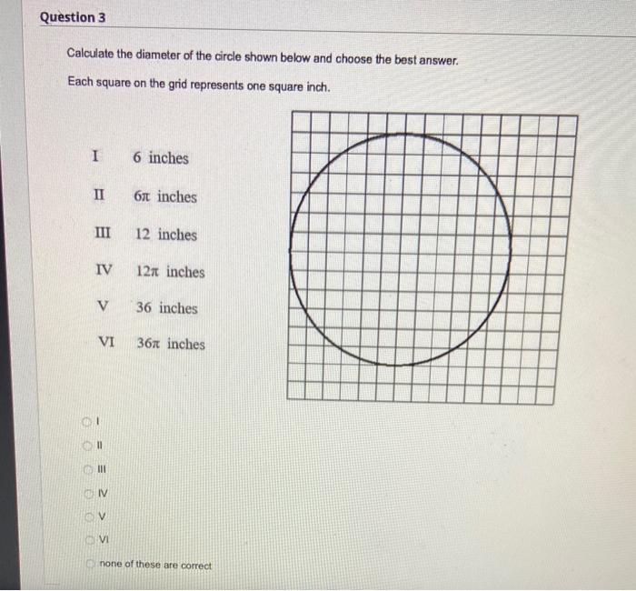 Solved Question 3 Calculate the diameter of the circle shown | Chegg.com
