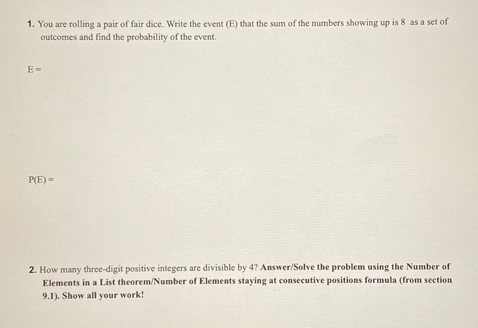 You are rolling a pair of fair dice. Write the event | Chegg.com