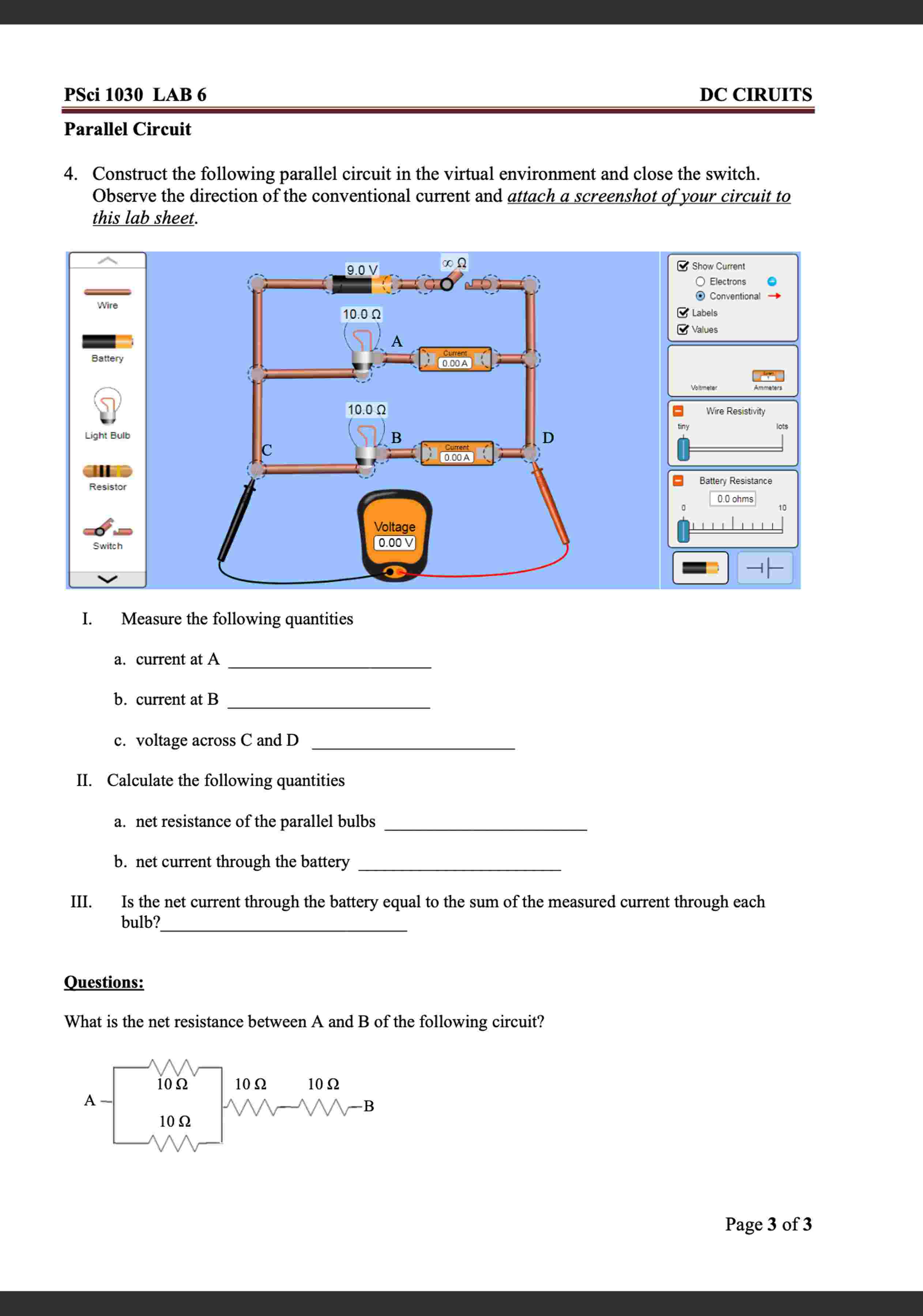 Solved Parallel Circuit4. ﻿Construct the following parallel | Chegg.com