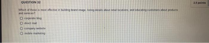 Solved Which of these is most elective in bulding brand | Chegg.com