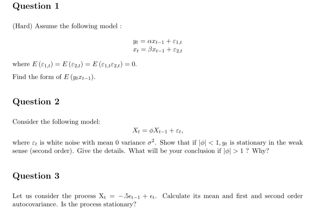 Solved Question 1(Hard) ﻿Assume the following model | Chegg.com