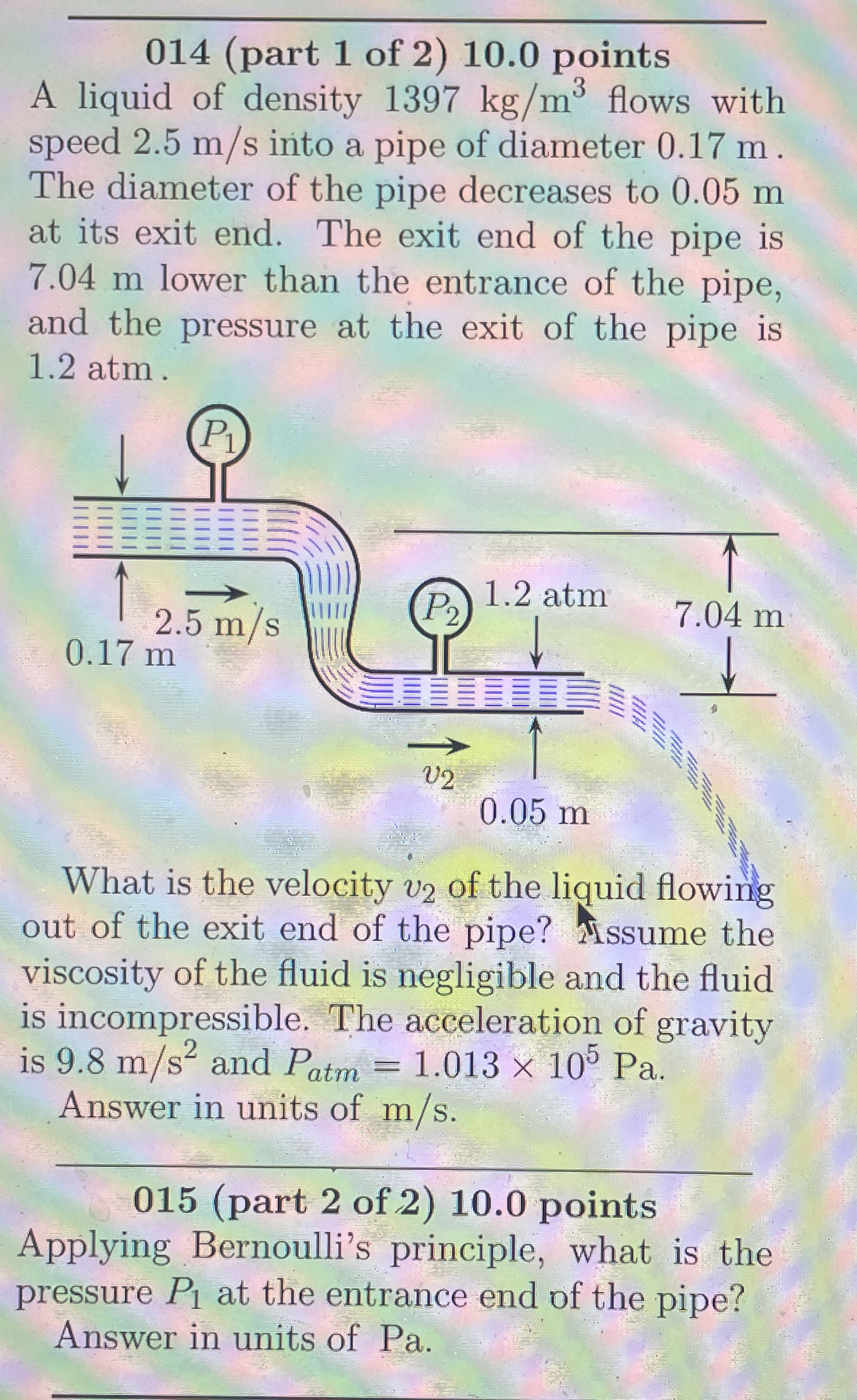 Solved 014 (part 1 ﻿of 2 ) 10.0 ﻿pointsA liquid of density | Chegg.com