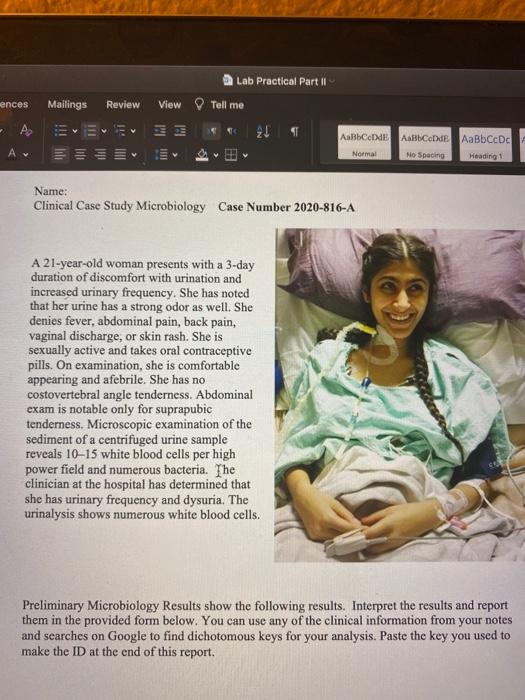 Solved Name: Clinical Case Study Microbiology Case Number | Chegg.com