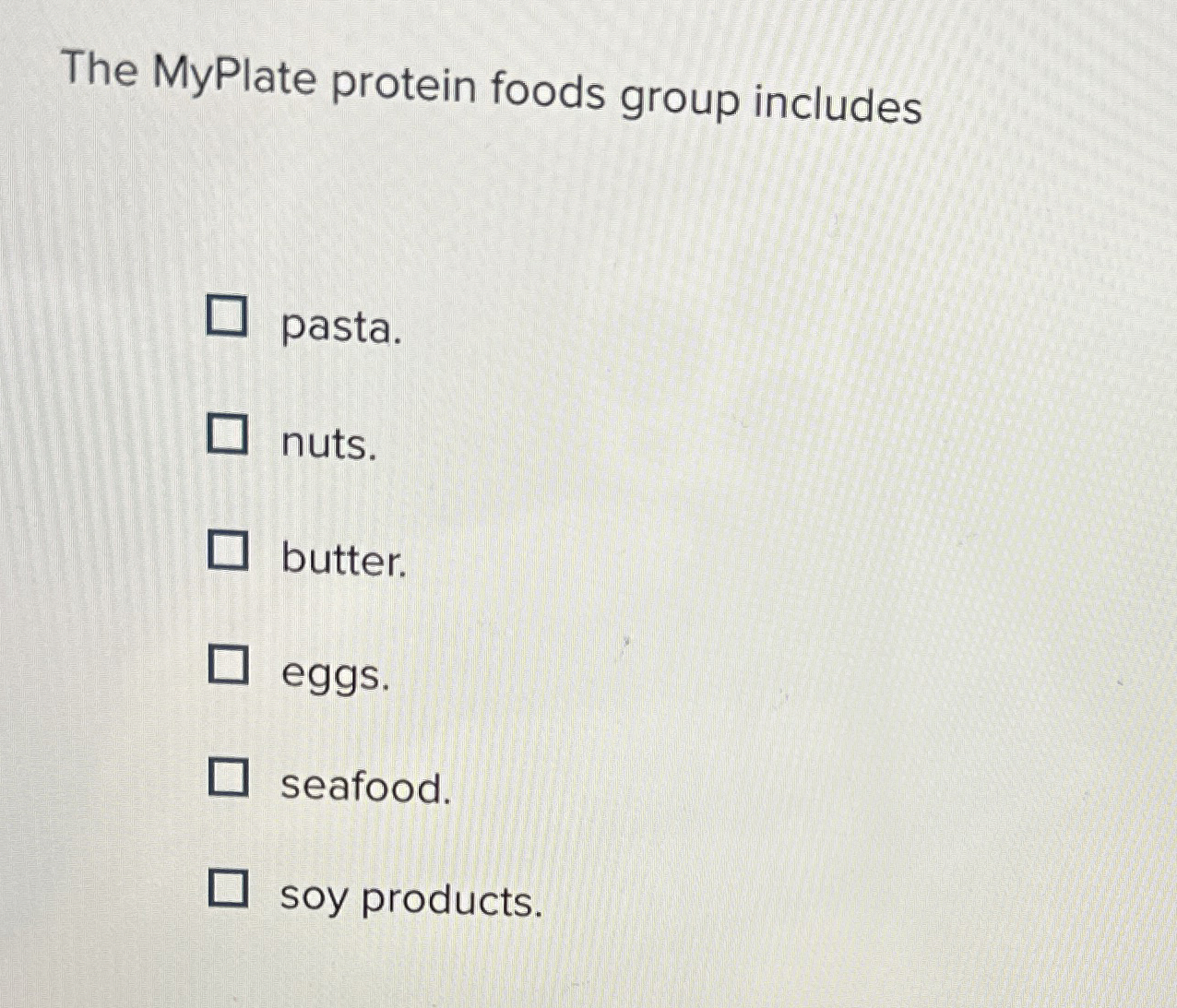 Solved The MyPlate protein foods group | Chegg.com