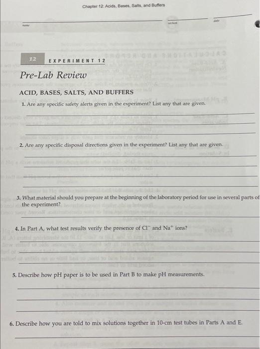 Solved Chapter 12 Acids, Bases. Salts, and Buffers 12 | Chegg.com