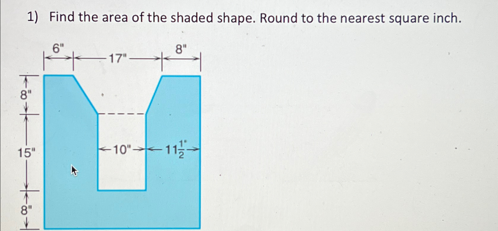 Solved Find the area of the shaded shape. Round to the | Chegg.com