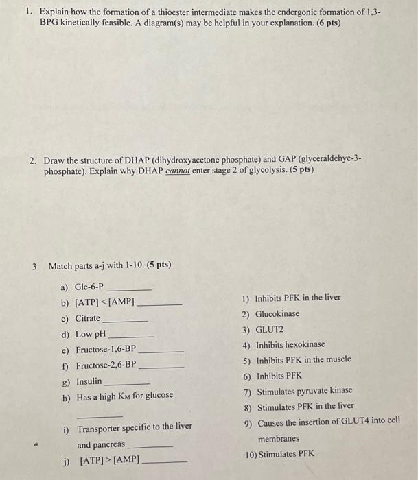 Solved 1. Explain how the formation of a thioester | Chegg.com