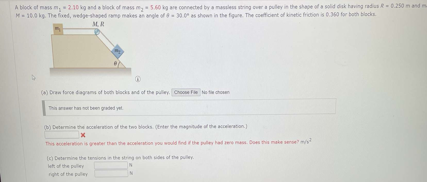 Solved A block of mass m1=2.10kg ﻿and a block of mass | Chegg.com