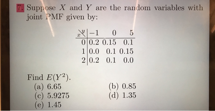 Solved 7. Suppose X and Y are the random variables with | Chegg.com