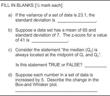 Solved FILL IN BLANKS [(1)/(2) ﻿mark each]a) ﻿If the | Chegg.com