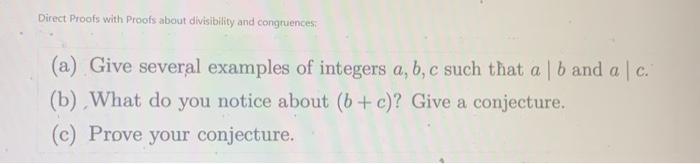 Solved Direct Proofs with Proofs about divisibility and | Chegg.com