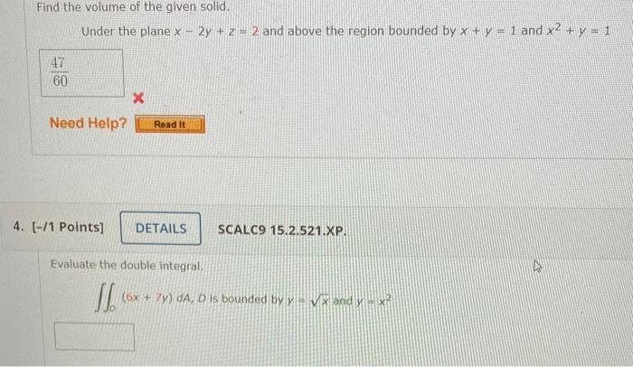 Solved Find the volume of the given solid. Under the plane | Chegg.com