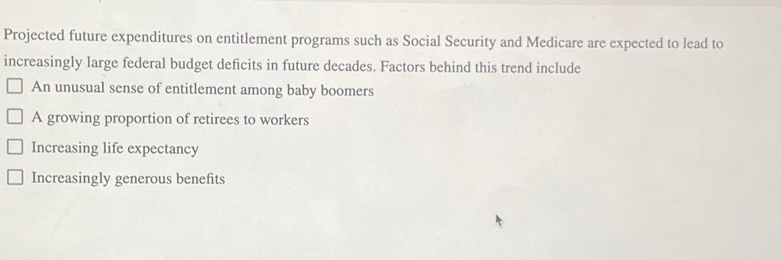 Solved Projected future expenditures on entitlement programs | Chegg.com