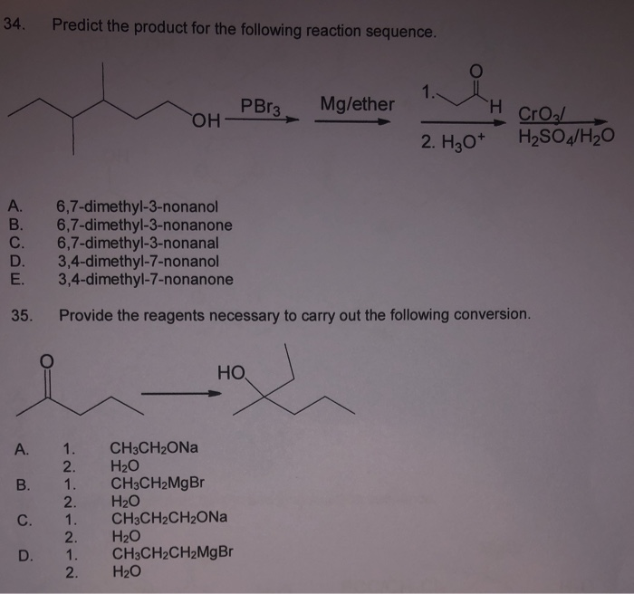 Solved 33. Predict the product for the following reaction | Chegg.com