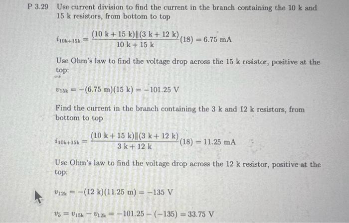 Solved 3.29 Use current division to find the current in the | Chegg.com