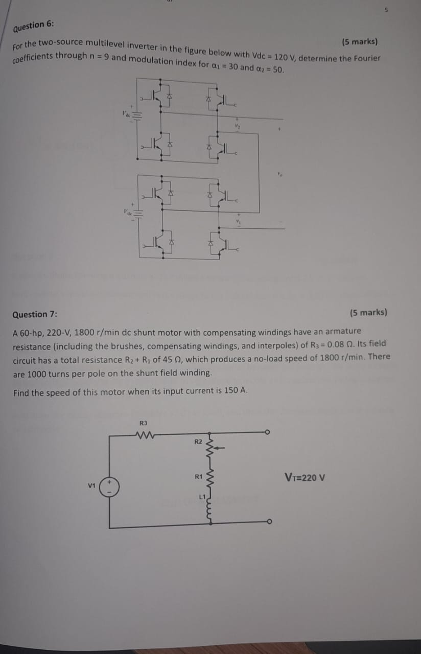 Question 6:(5 ﻿marks)for the two-source multilevel | Chegg.com