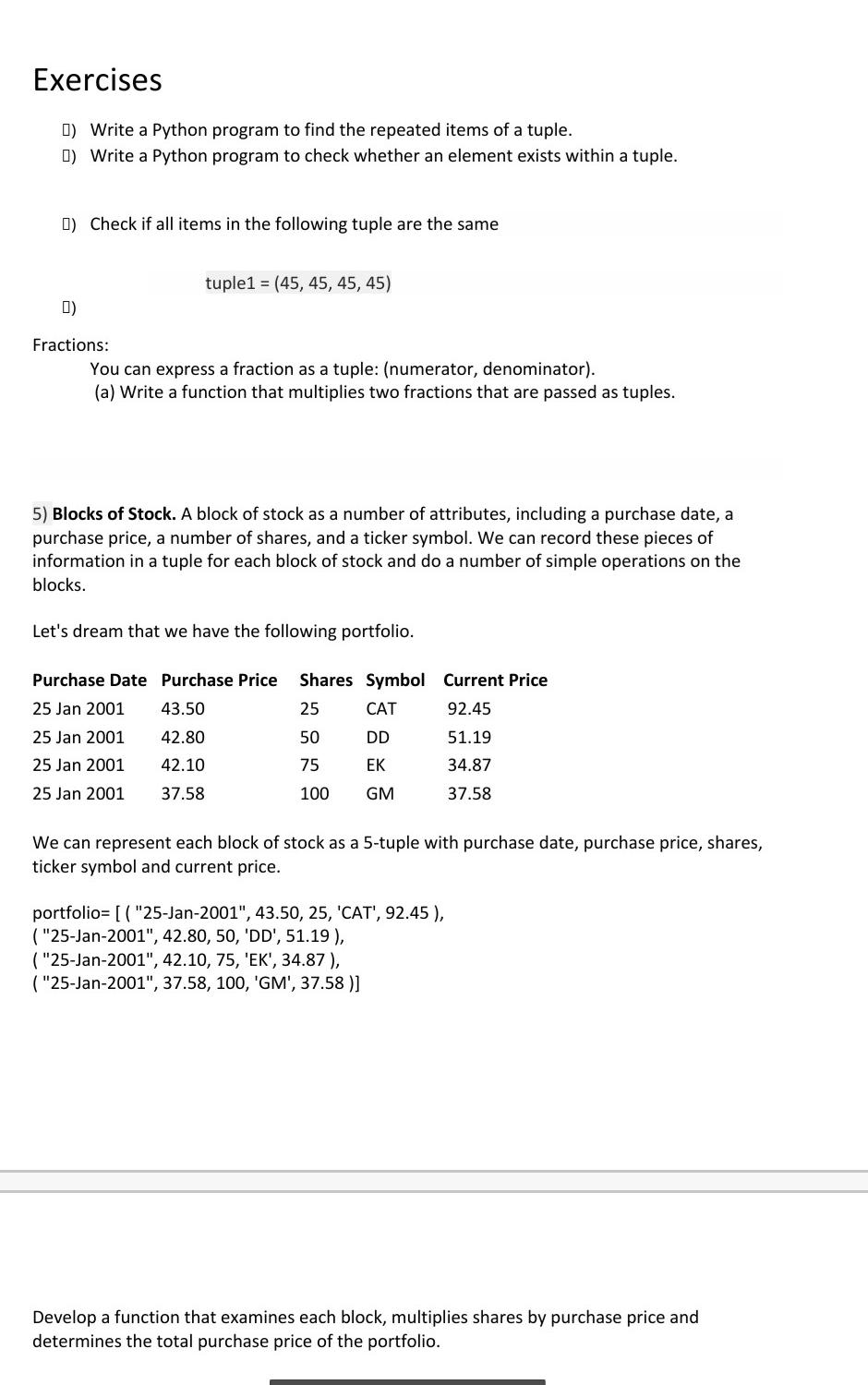 Solved Tuples Tuples Overview: Tuples are simply immutable | Chegg.com