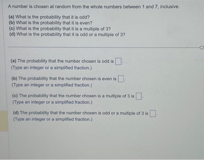 Solved A number is chosen at random from the whole numbers | Chegg.com