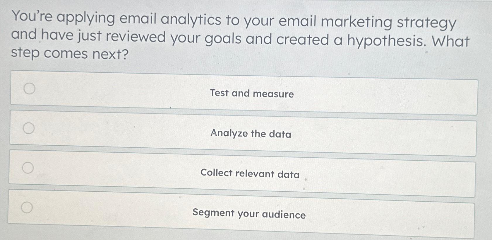 Solved You're applying email analytics to your email | Chegg.com