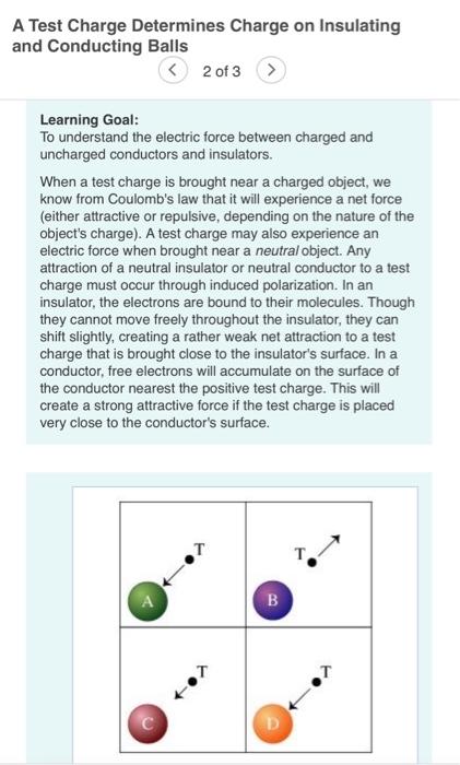 Solved A Test Charge Determines Charge on Insulating and | Chegg.com