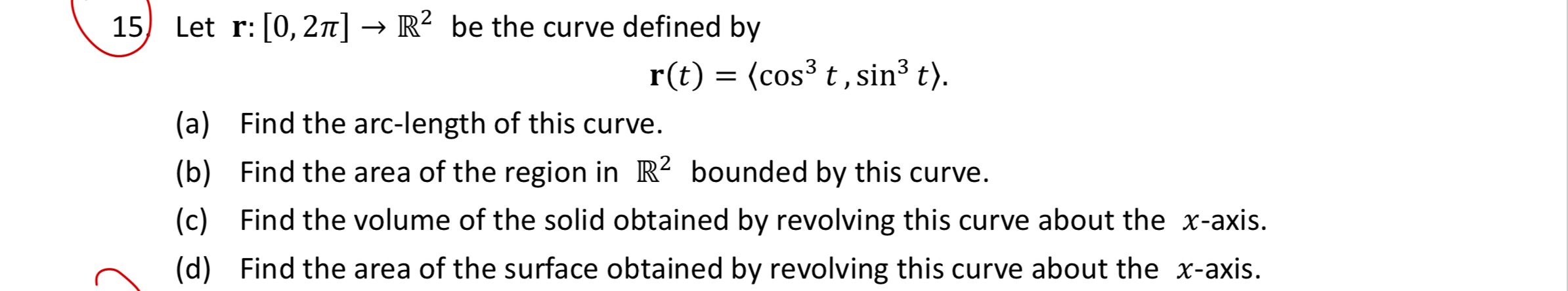 Solved Let r:[0,2π]→R2 ﻿be the curve defined | Chegg.com