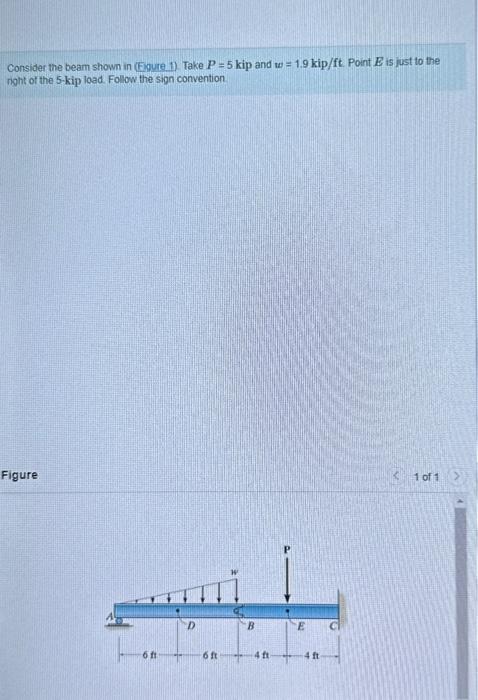 Solved Consider the beam shown in (Equre. 1). Take P=5kip | Chegg.com